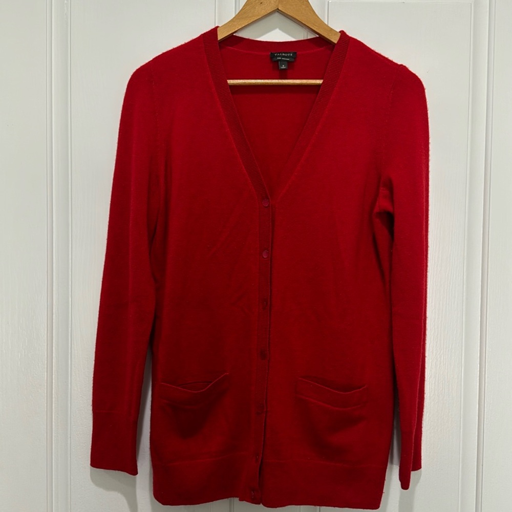 Talbots Red Sweater, 100% Pure Cashmere Size Small - Gem